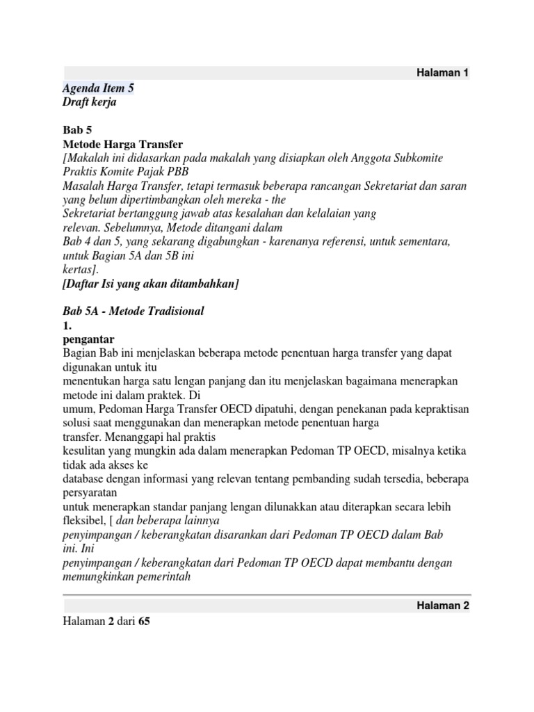 Metode Harga Transfer | PDF