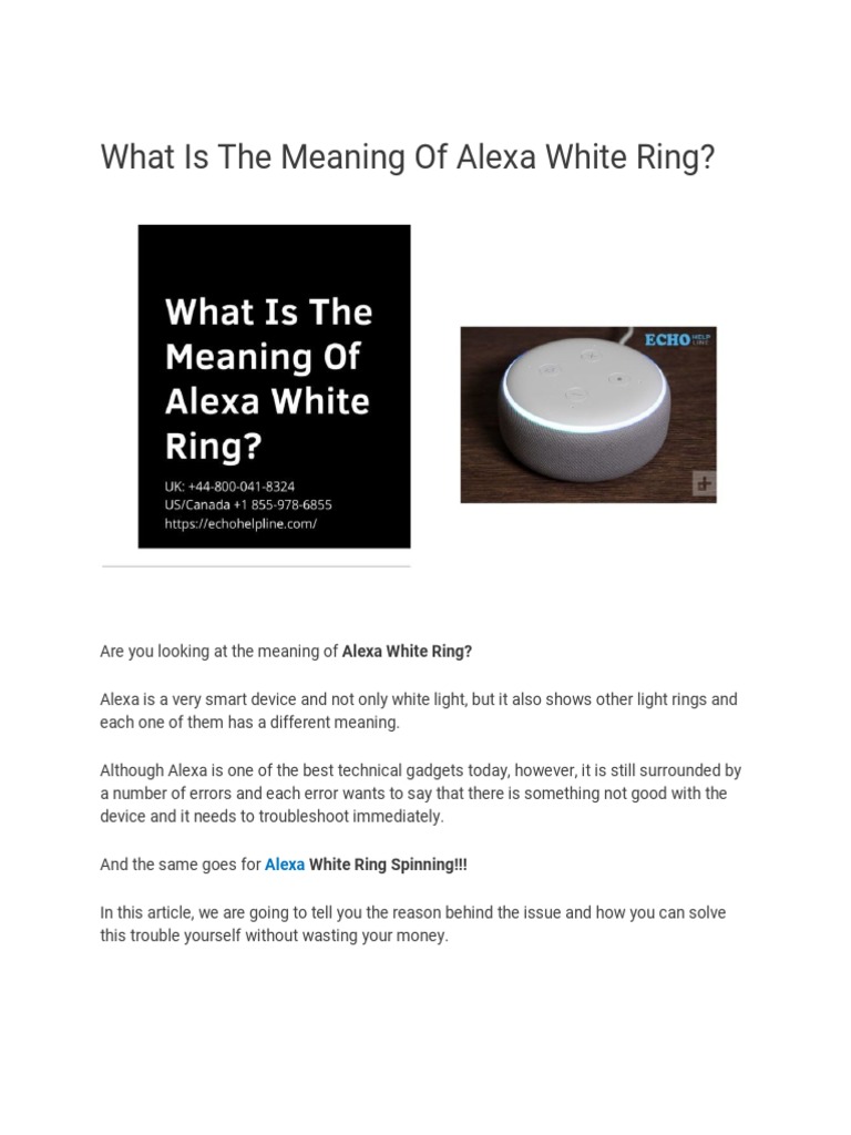 What Is The Meaning of Alexa White Ring - Echo Helpline | PDF | Home ...