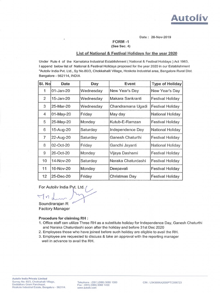 AIB Holiday List 2020 | PDF