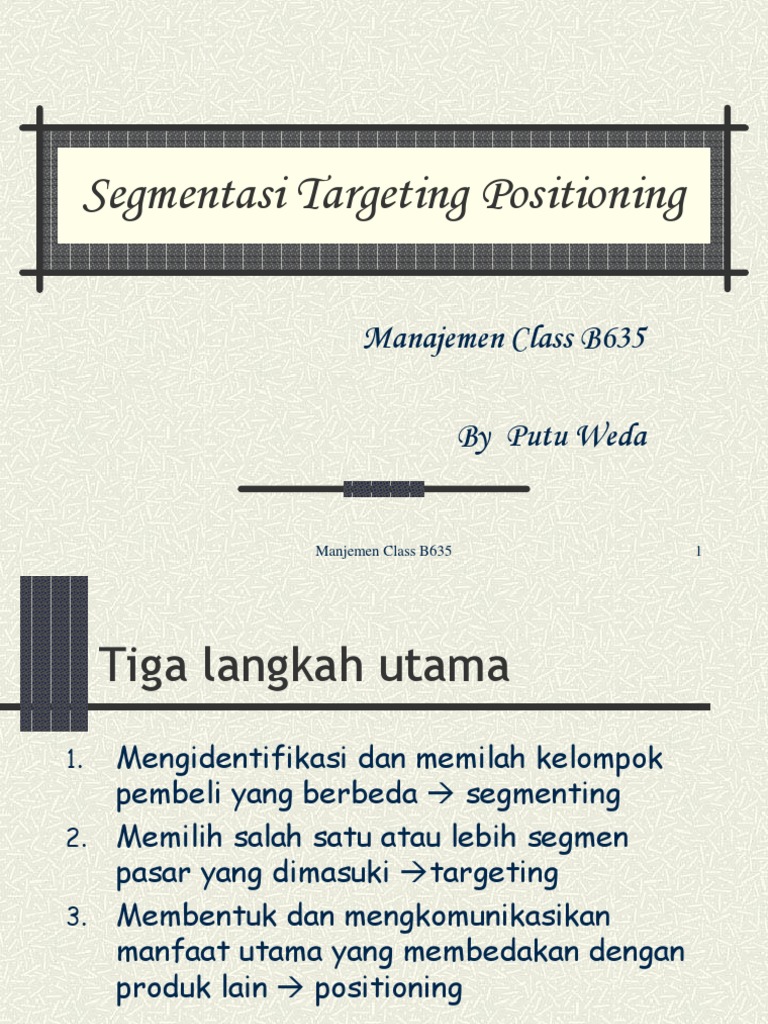 Segmentasi - Targeting - Positioning 01 | PDF
