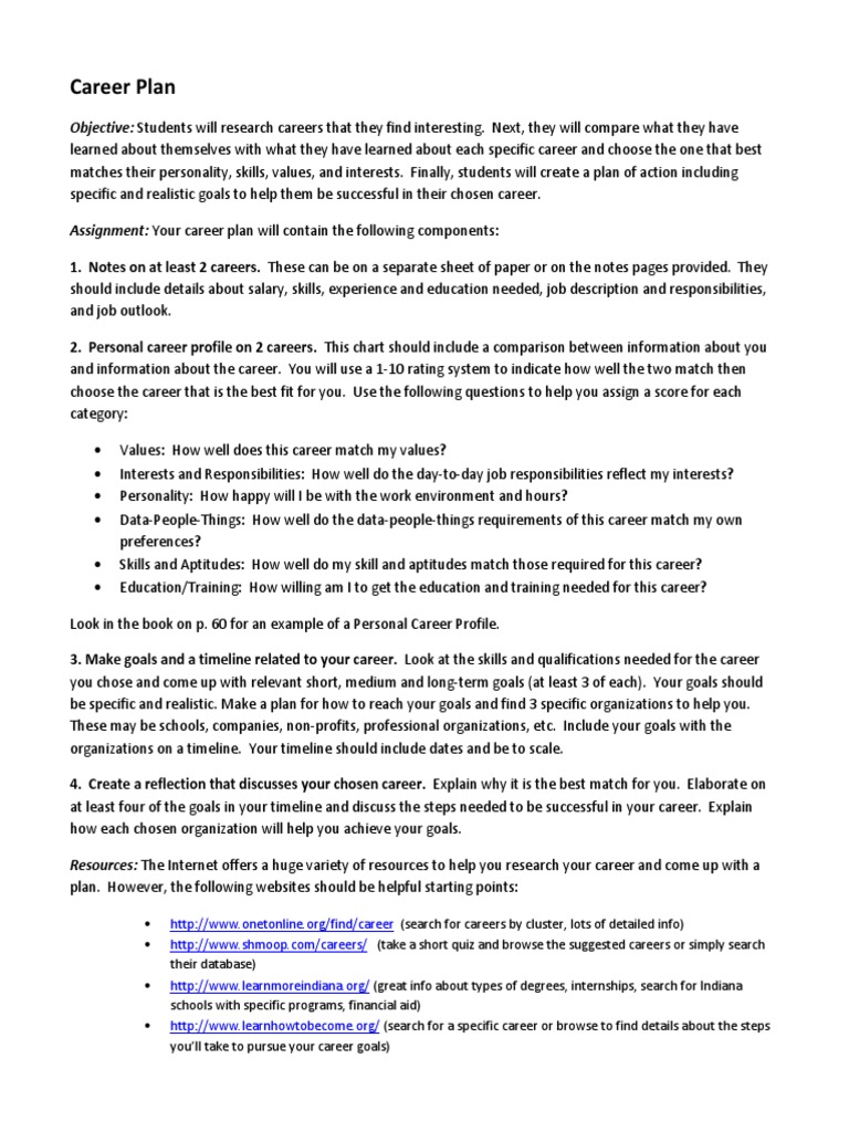 Career Plan Assignment | PDF