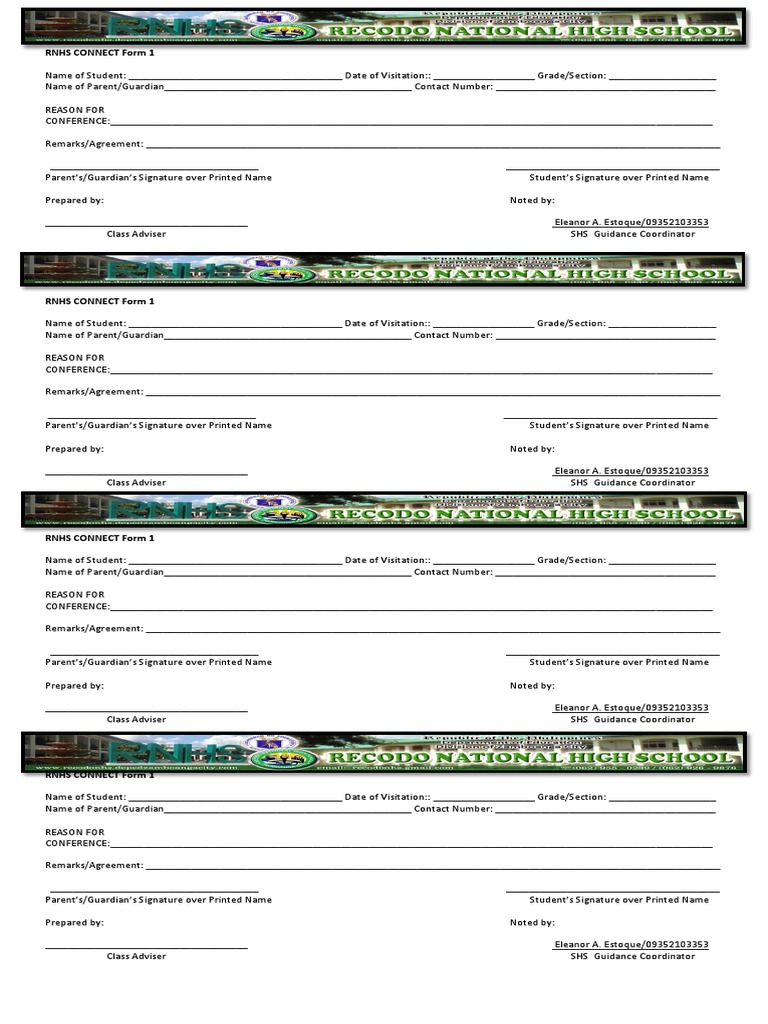 Rnhs Connect Form 1 | PDF
