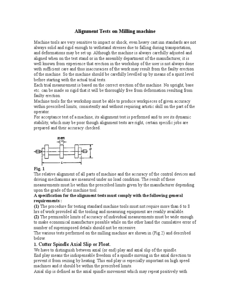 Alignment Tests On Milling Machine | PDF