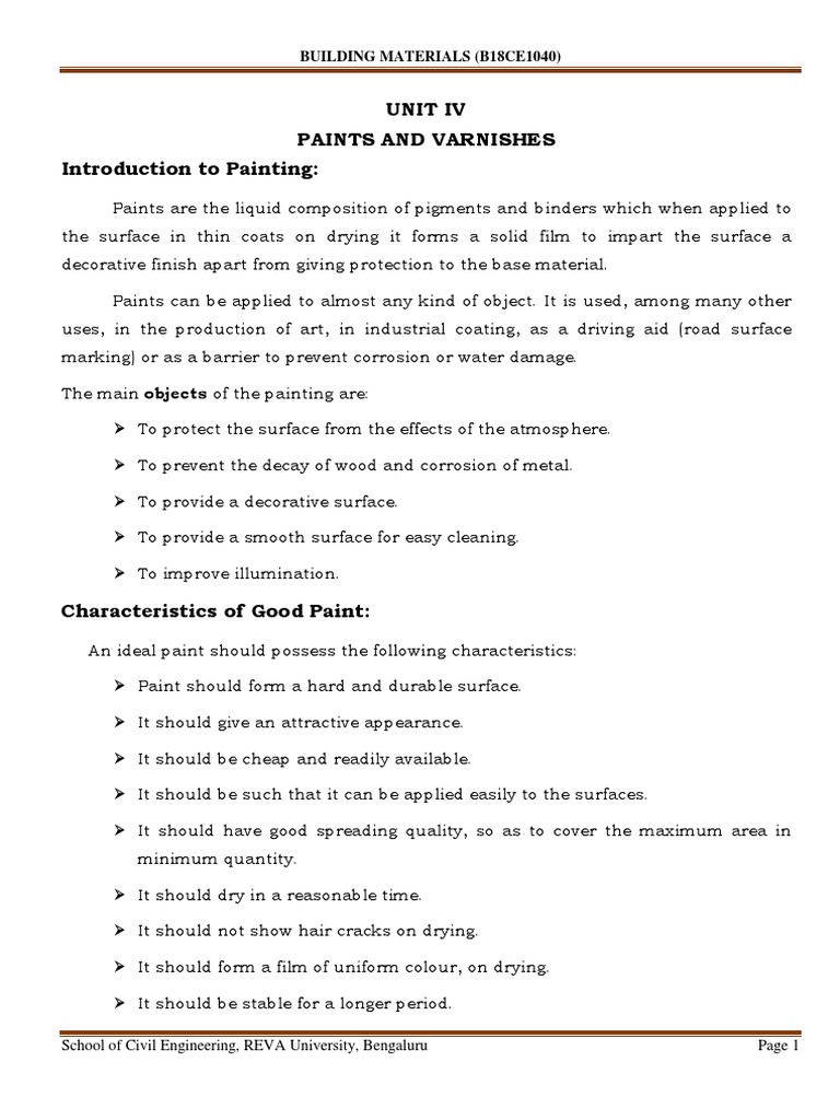 Paints and Varnishes Notes 4 | PDF