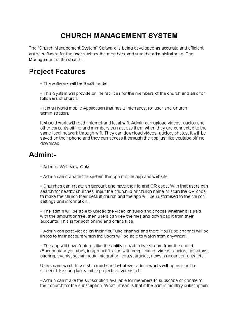 Church Management System Overview | PDF | Career & Growth | Computers