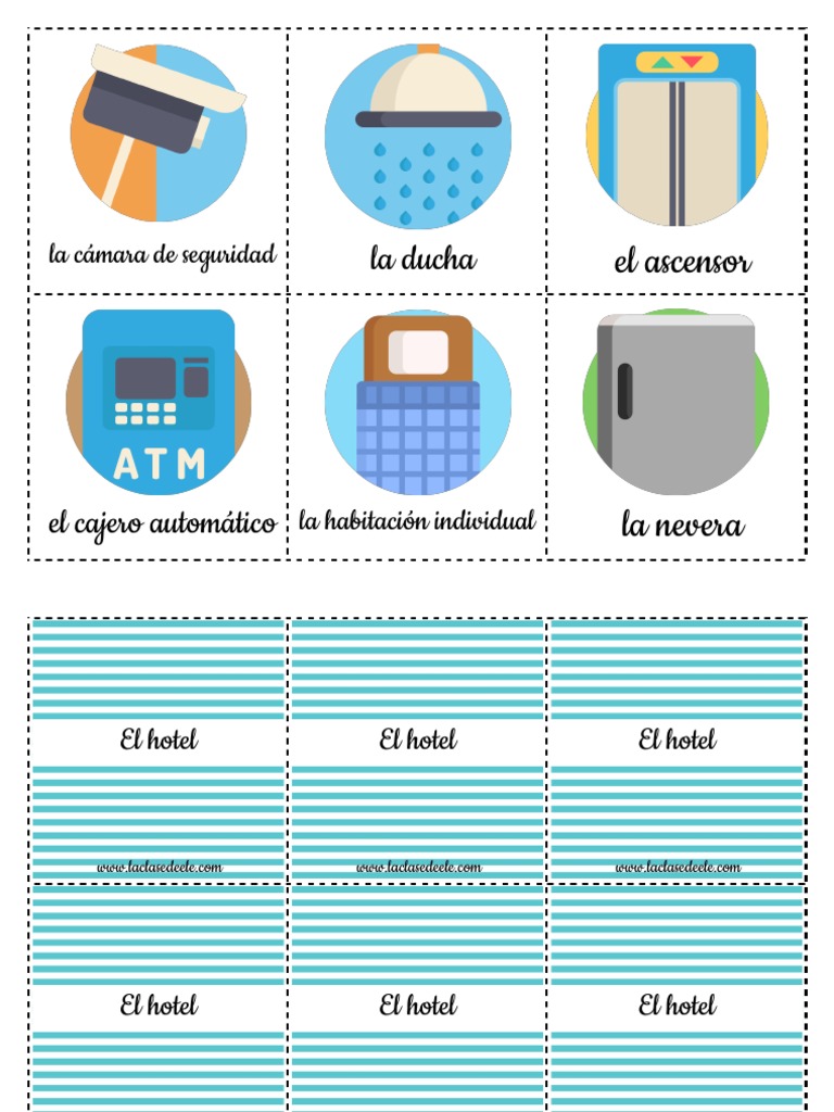 Tarjetas Vocabulario Hotel | PDF