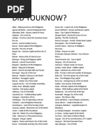 Philippine Provinces and Their Nickname | PDF | Luzon | Mindanao