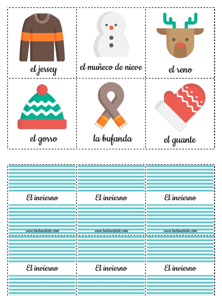 Tarjetas Vocabulario Invierno PDF | PDF