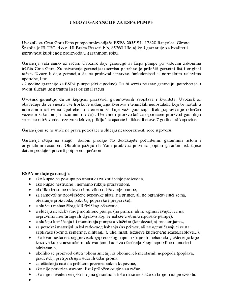 Espa Garantni List | PDF