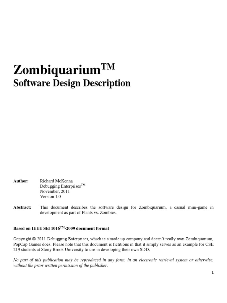 SDD Example For Game Project | PDF
