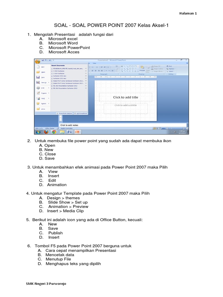 SOAL Power Point Aksel 1 CETAK Dikonversi - 2 PDF | PDF