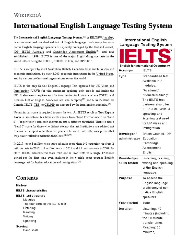 International English Language Testing System | PDF