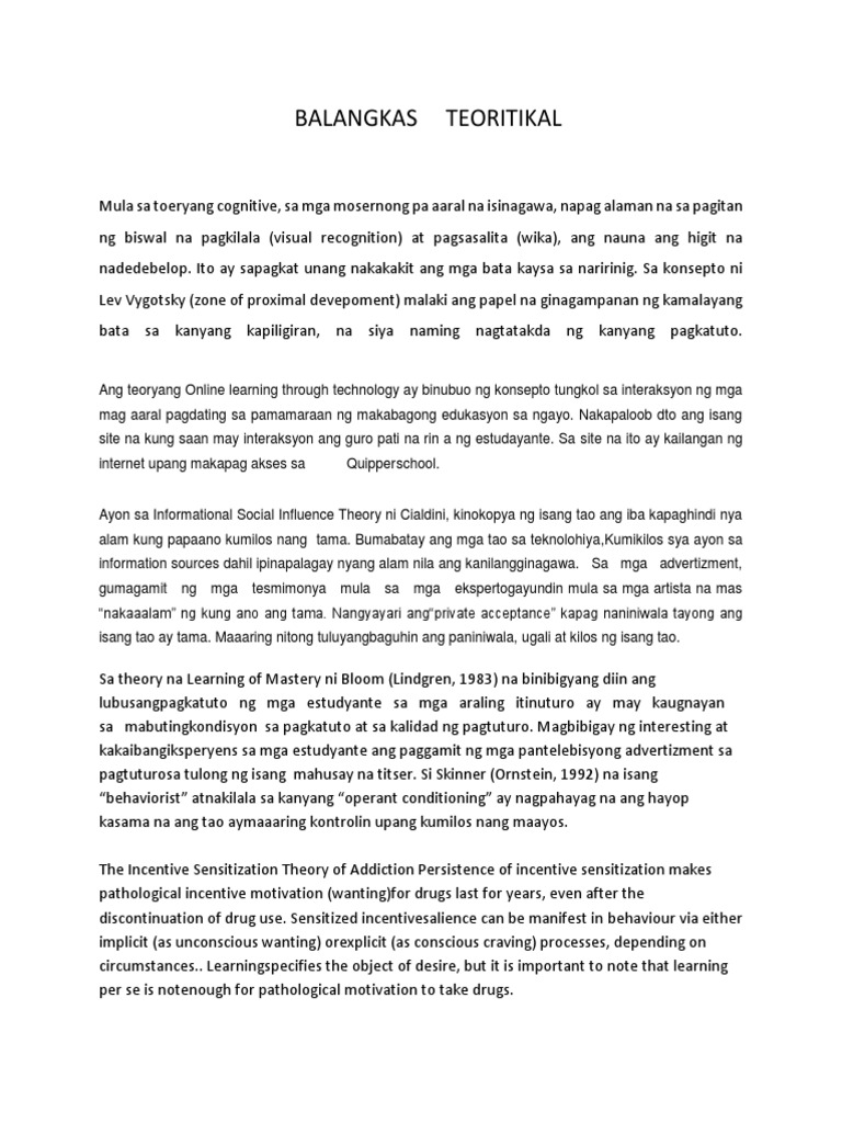 Balangkas Teoritikal Maglasang Final | PDF