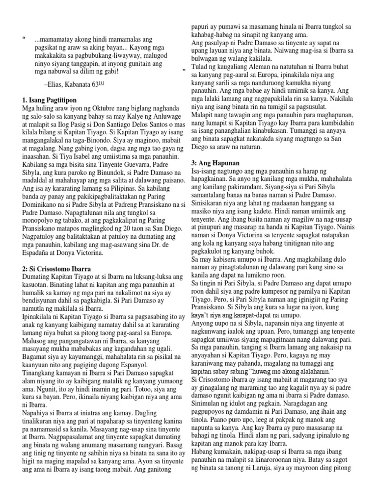 Noli BUOD 1 64 Kabanata | PDF