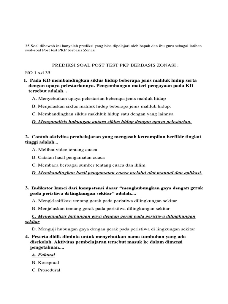 Soal Post Test | PDF