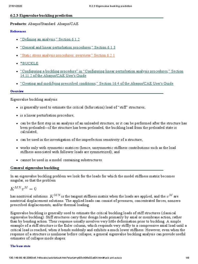 Eigenvalue Buckling Analysis Guide | PDF | Science & Mathematics ...