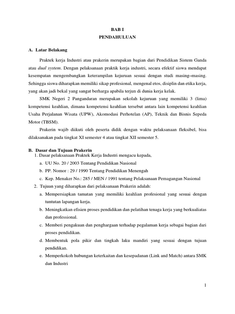 Program Kerja PRAKERIN SMK | PDF