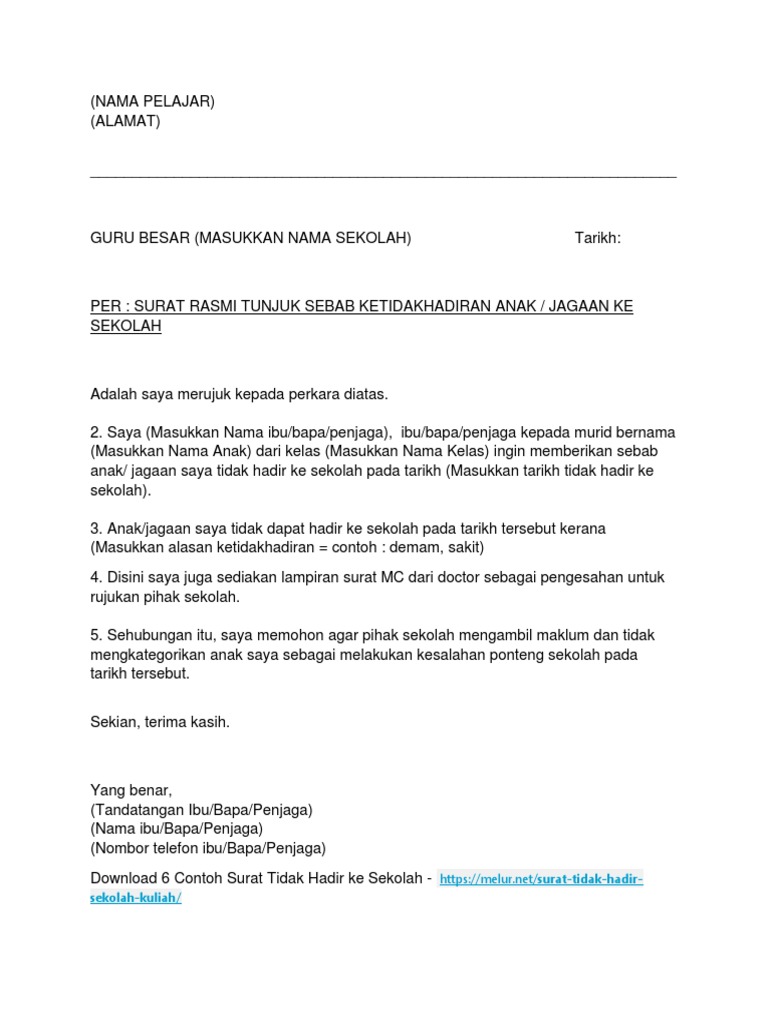 Contoh Surat Cuti Sakit | PDF