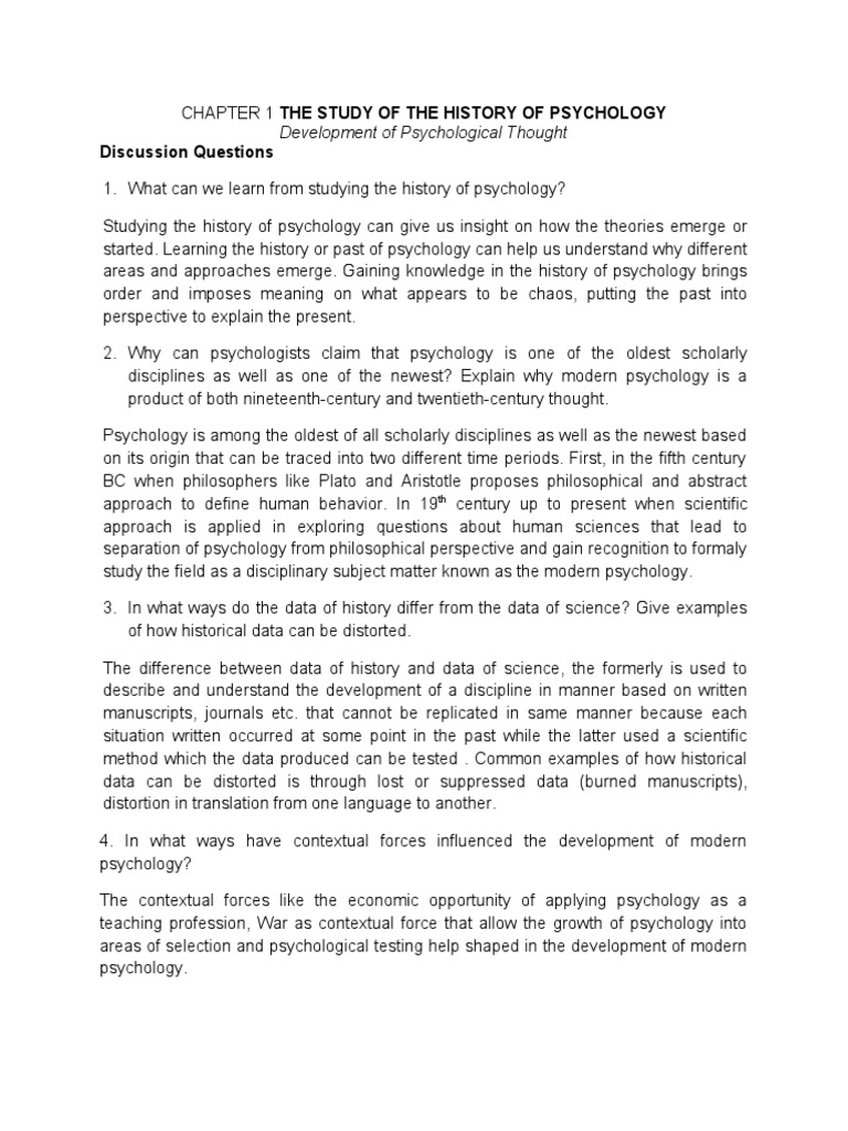 Chapter 1 History of Psychology | PDF