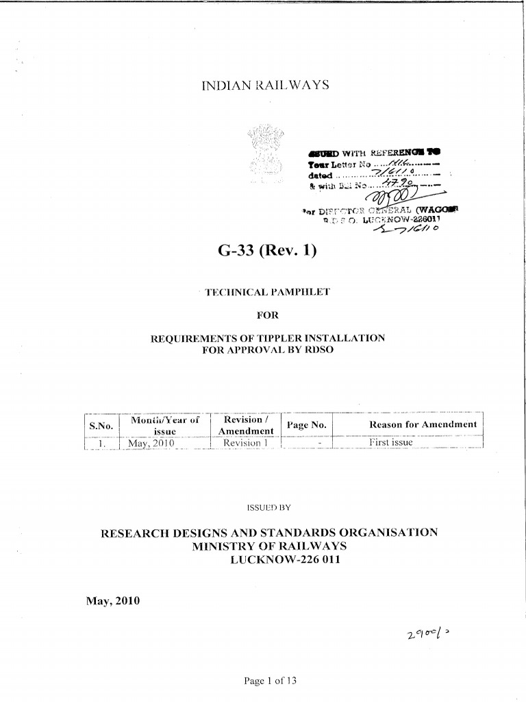 RDSO Guidelines - G-33 - Rev.1 | PDF