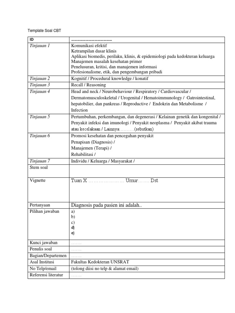 Template Soal MCQ CBT | PDF | Pengembangan Diri