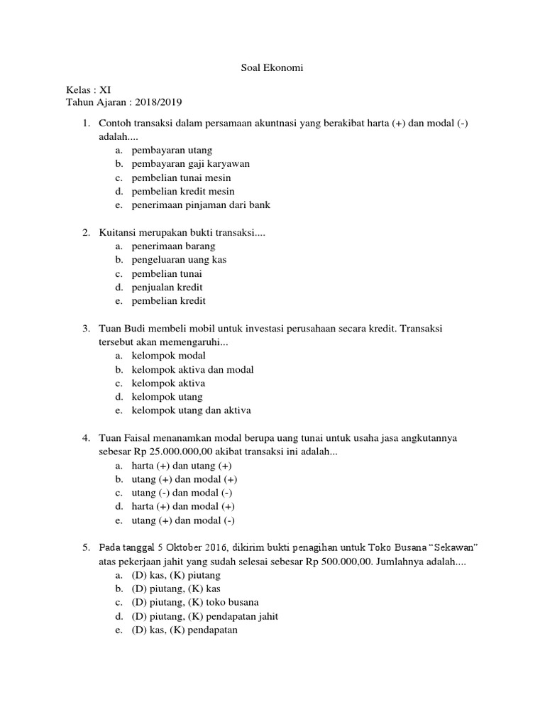 Soal XI | PDF | Pengelolaan Keuangan & Uang | Bisnis