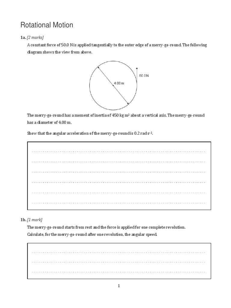 Rotational Motion Practice Problems | PDF