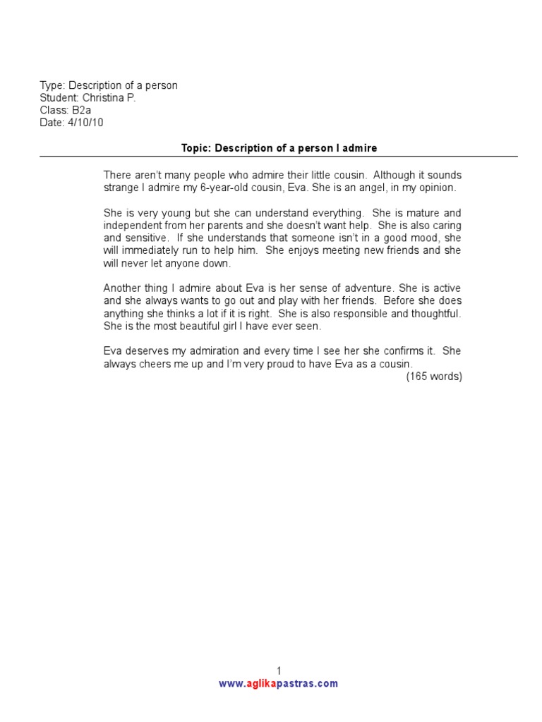 Description of A Person I Admire - b2 | PDF