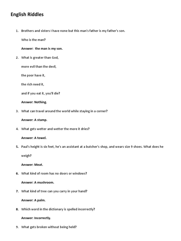 A Collection of English Riddles, Tongue Twisters, and Brain Teasers | PDF