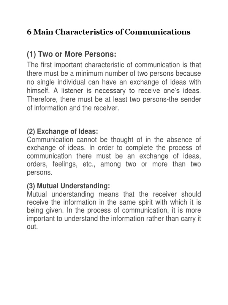 6 Main Characteristics of Communications | PDF