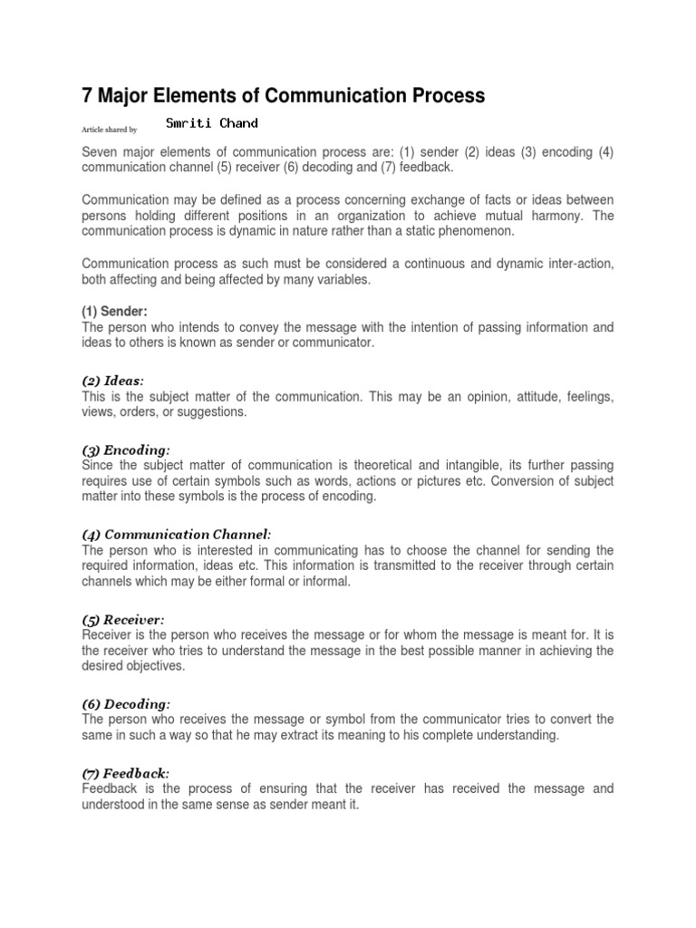 7 Major Elements of Communication | PDF | Career & Growth | Social Science