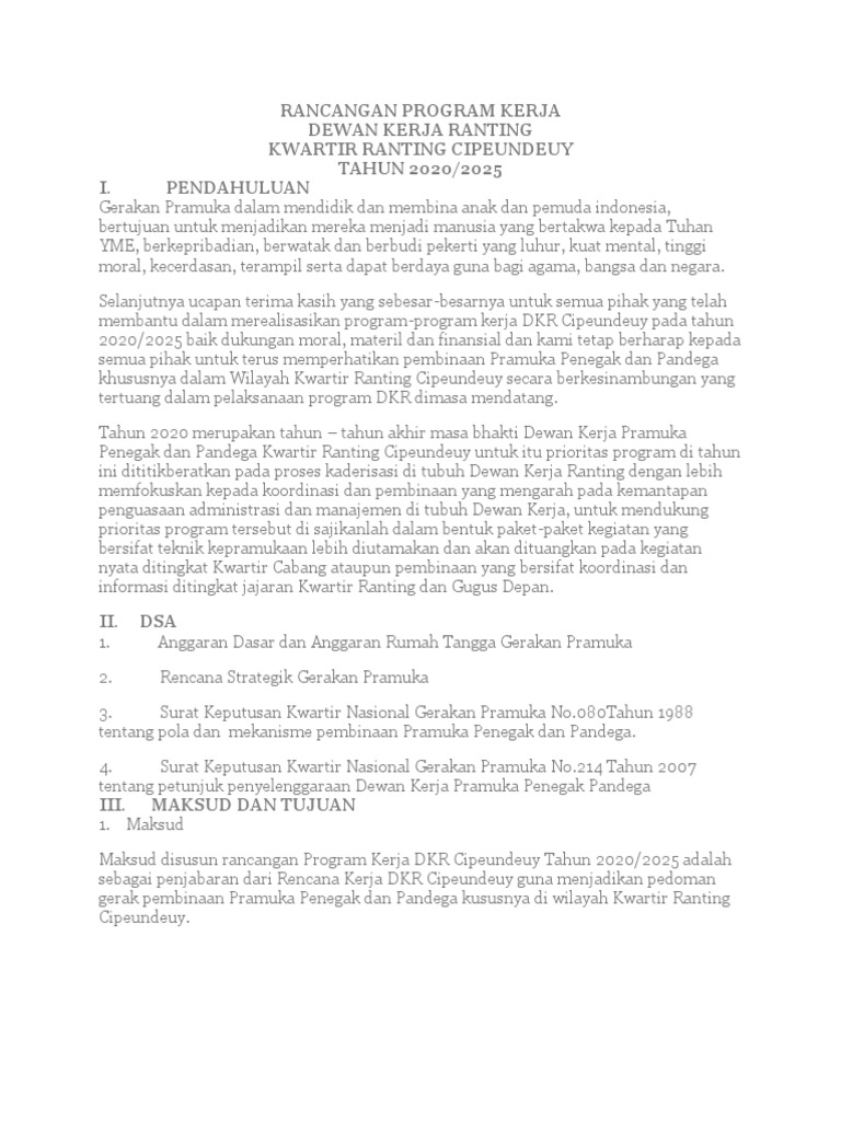 Rancangan Program Kerja DKR Cipeundeuy | PDF