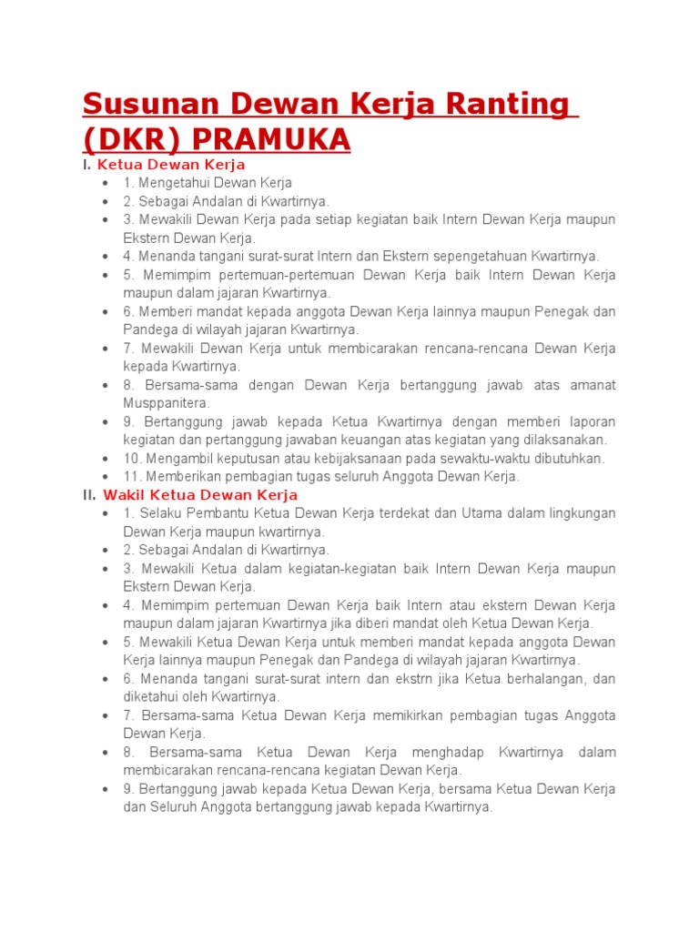 Susunan Dewan Kerja Ranting | PDF