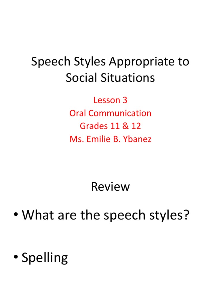Speech Situation | PDF