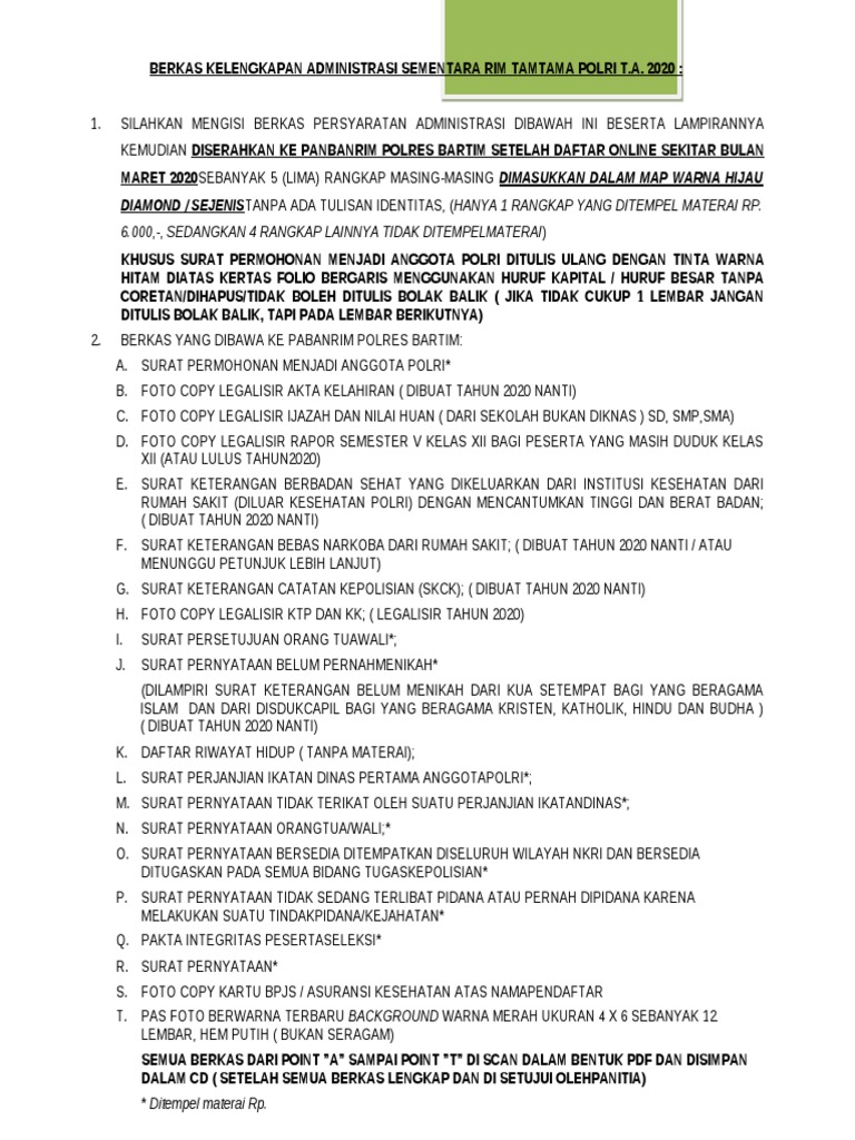 Berkas Bintara Polri | PDF | Hukum