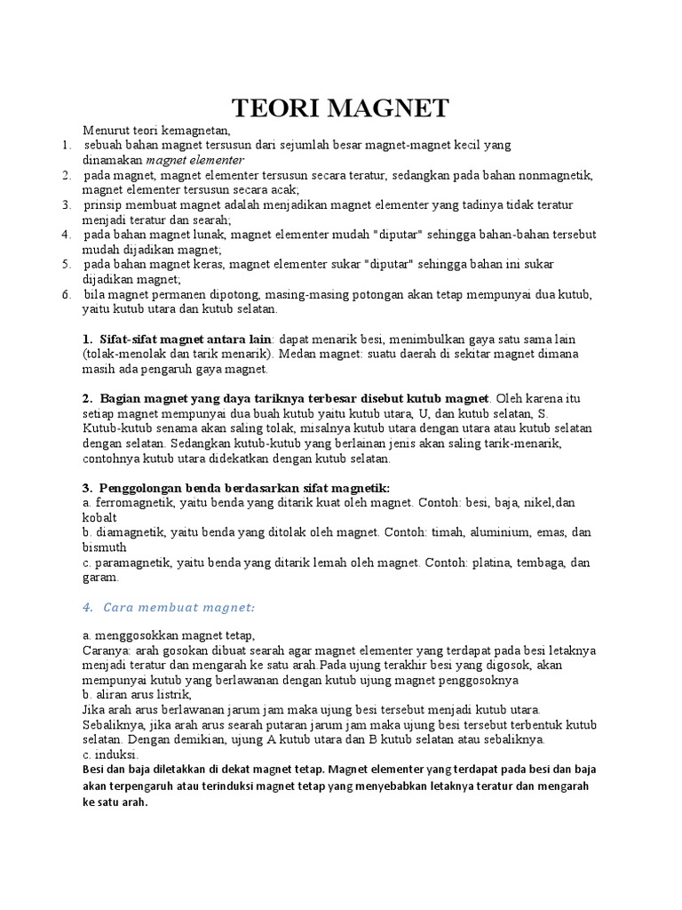 Teori Magnet | PDF | Sains & Matematika