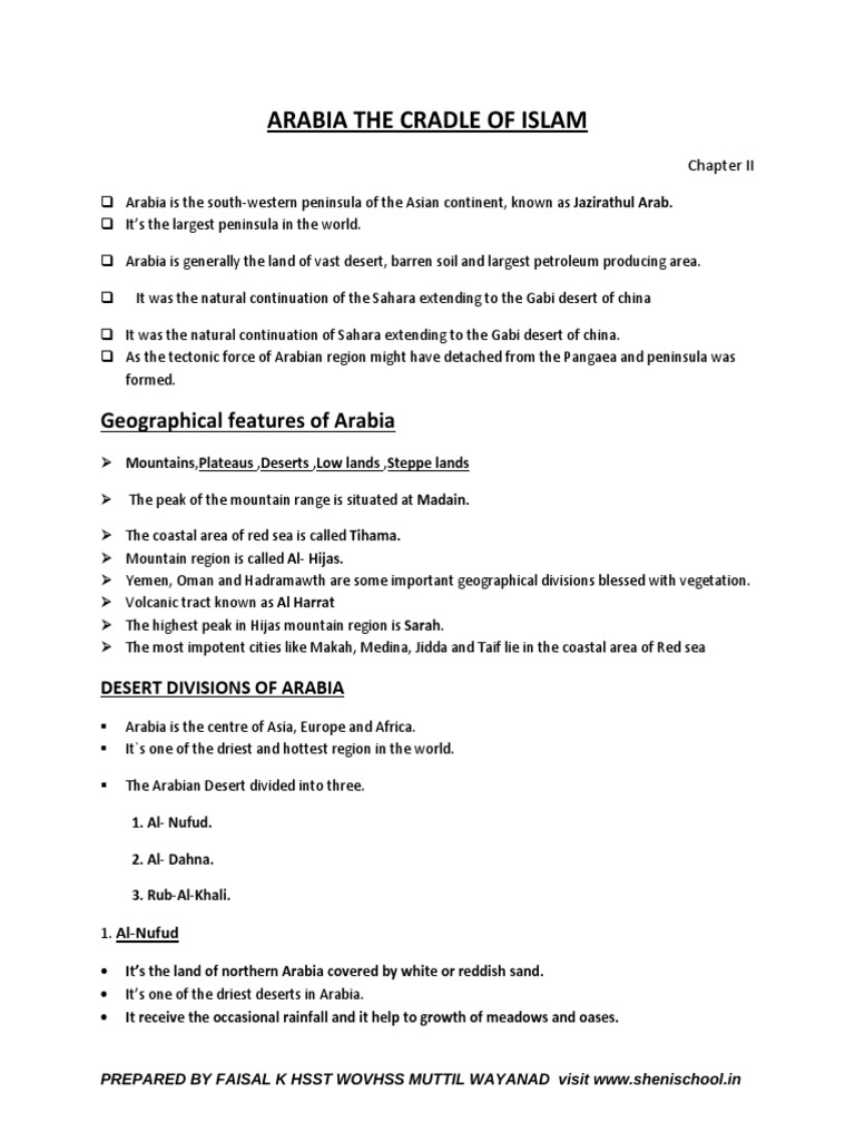 Sheniblog-Islamic-History-Plus-One-Unit2-Arabia The Cradle of Islam | PDF