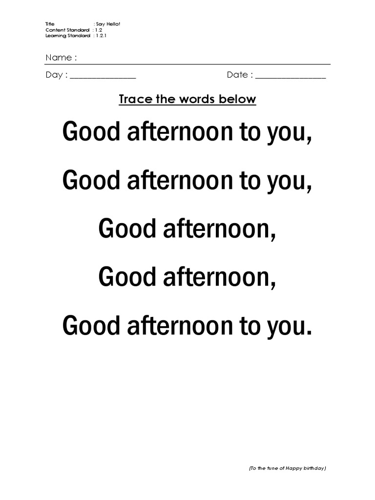 ENGLISH Good Afternoon | PDF