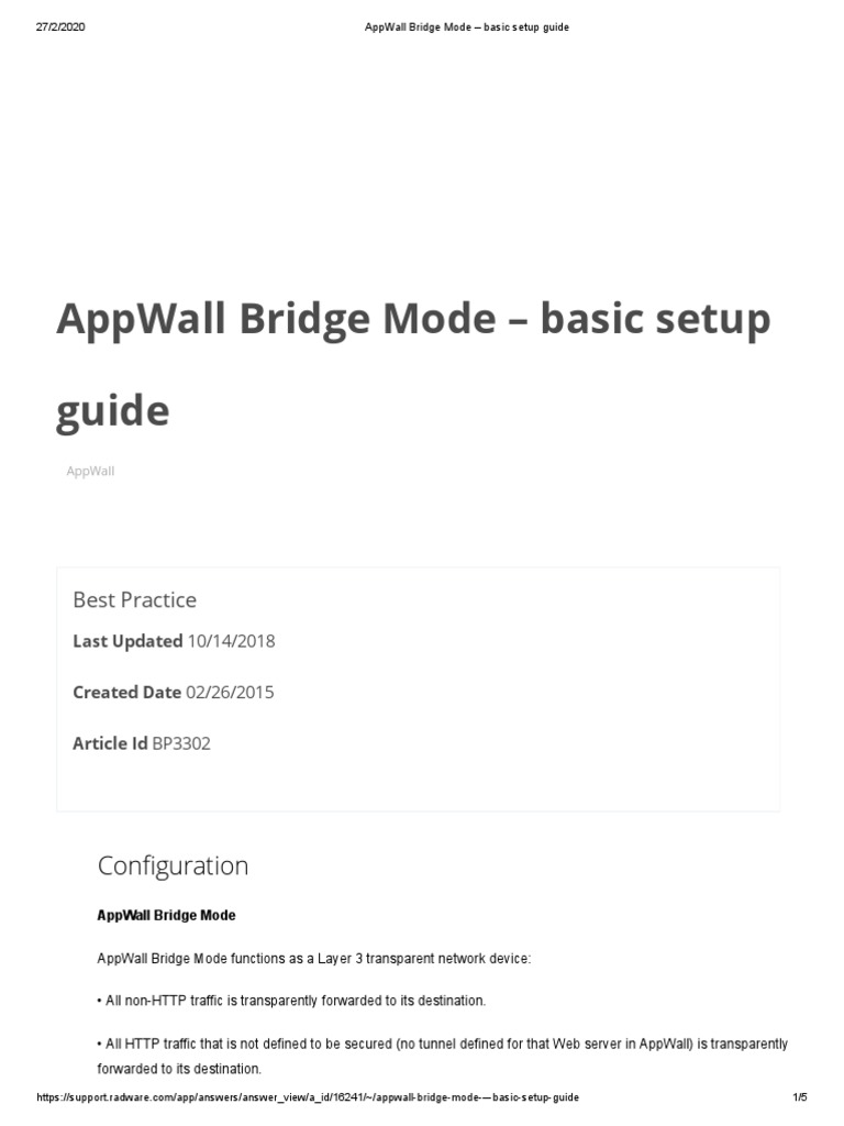 AppWall Bridge Mode - Basic Setup Guide | PDF