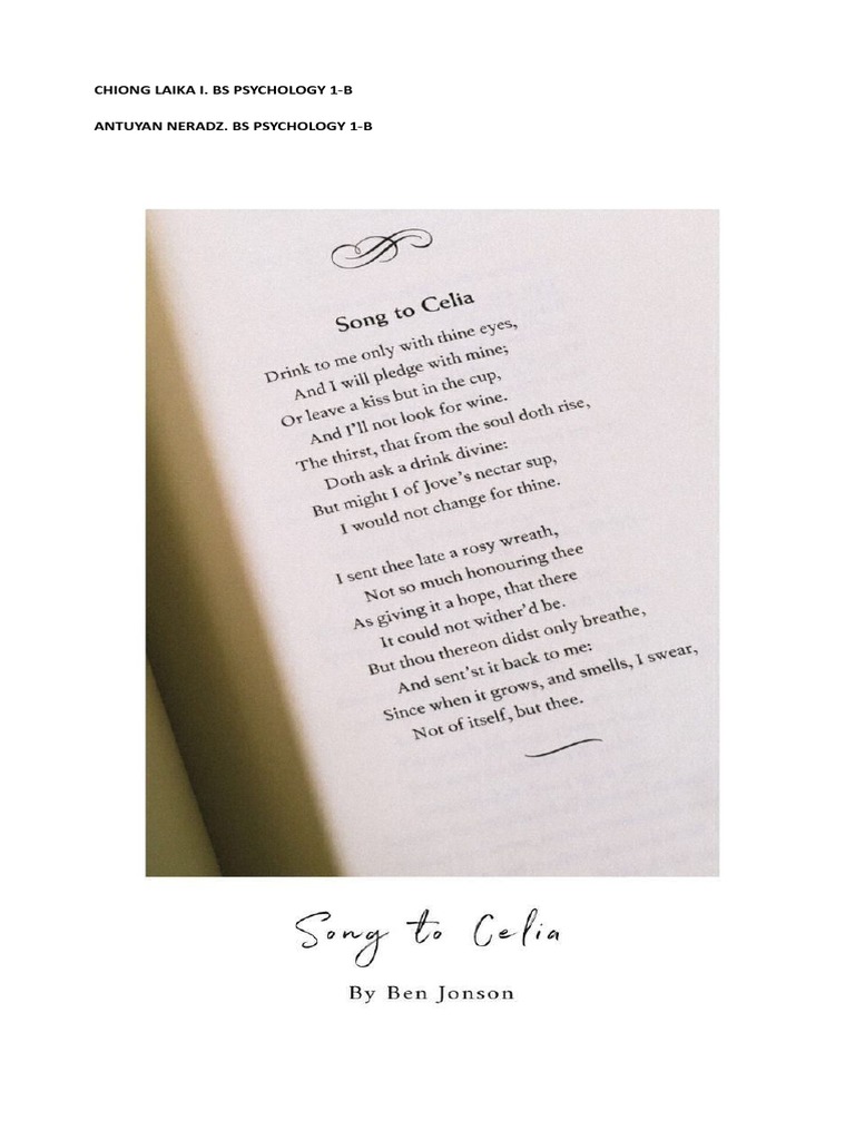 Analysis To The Poem Song To Celia | PDF | Self-Improvement | Religion ...