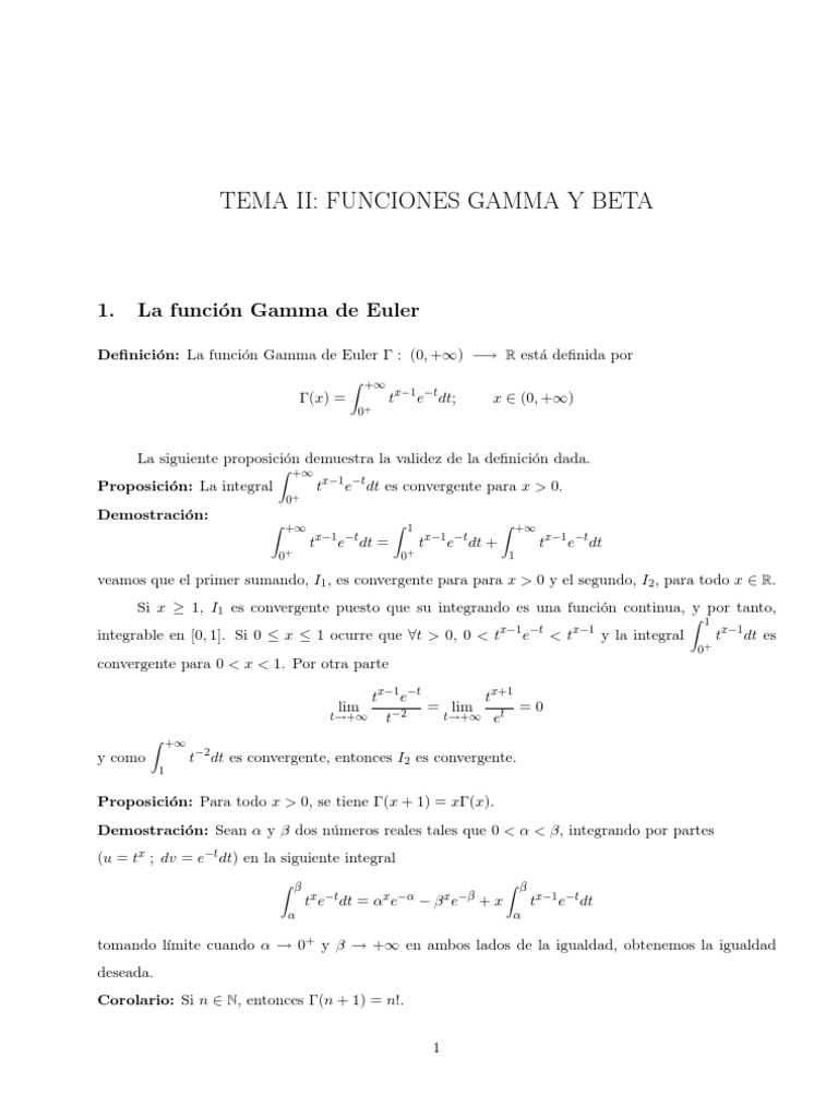 Funcion Gamma y Beta | PDF | Pi | Integral