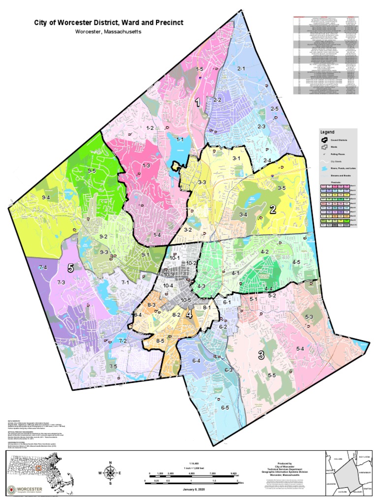 Worcester Mass City Map