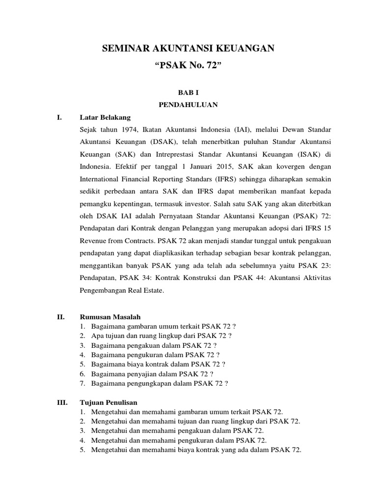Psak 72 Makalah | PDF | Bisnis | Pengelolaan Keuangan & Uang