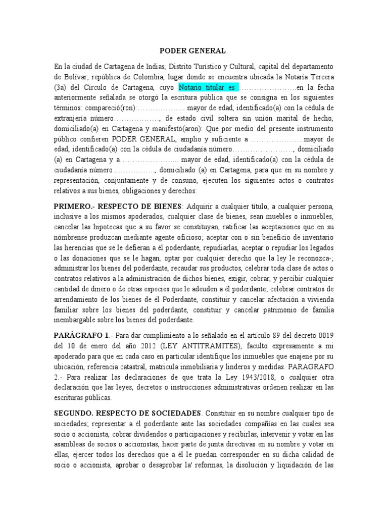 Modelo de Poder General en Colombia | PDF