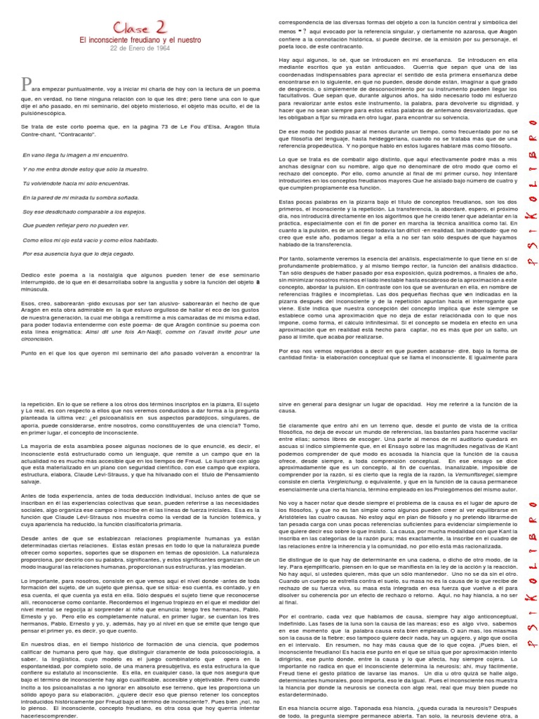 Lacan Seminario 11 Clase 2 Pdf
