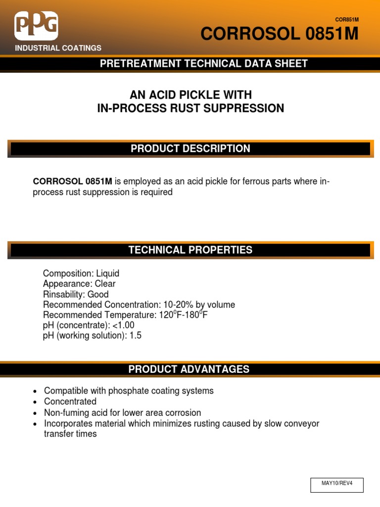 Corrosol 0851M Technical Data Sheet | PDF | Science & Mathematics