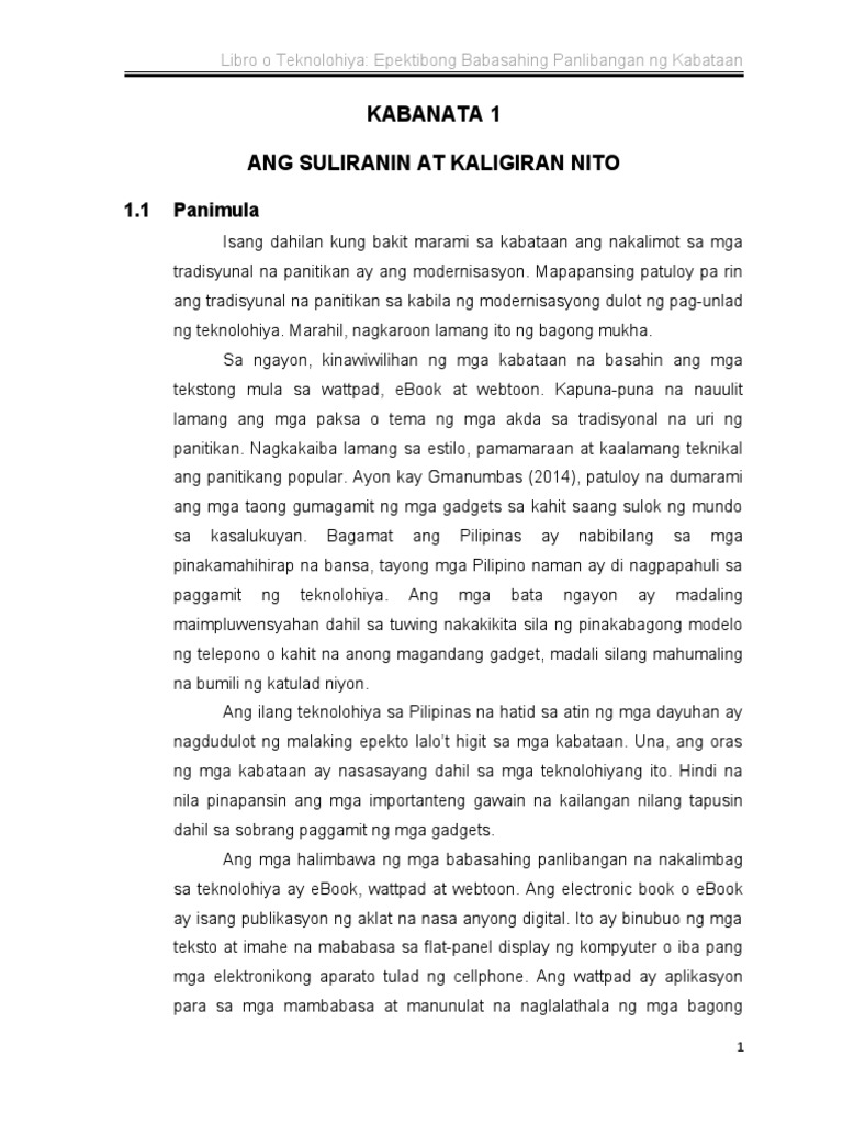 Libro-o-Teknolohiya: Epektibong Babasahing Panlibangan NG Kabataan | PDF