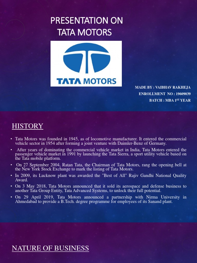 TATA Motors Presentation | PDF