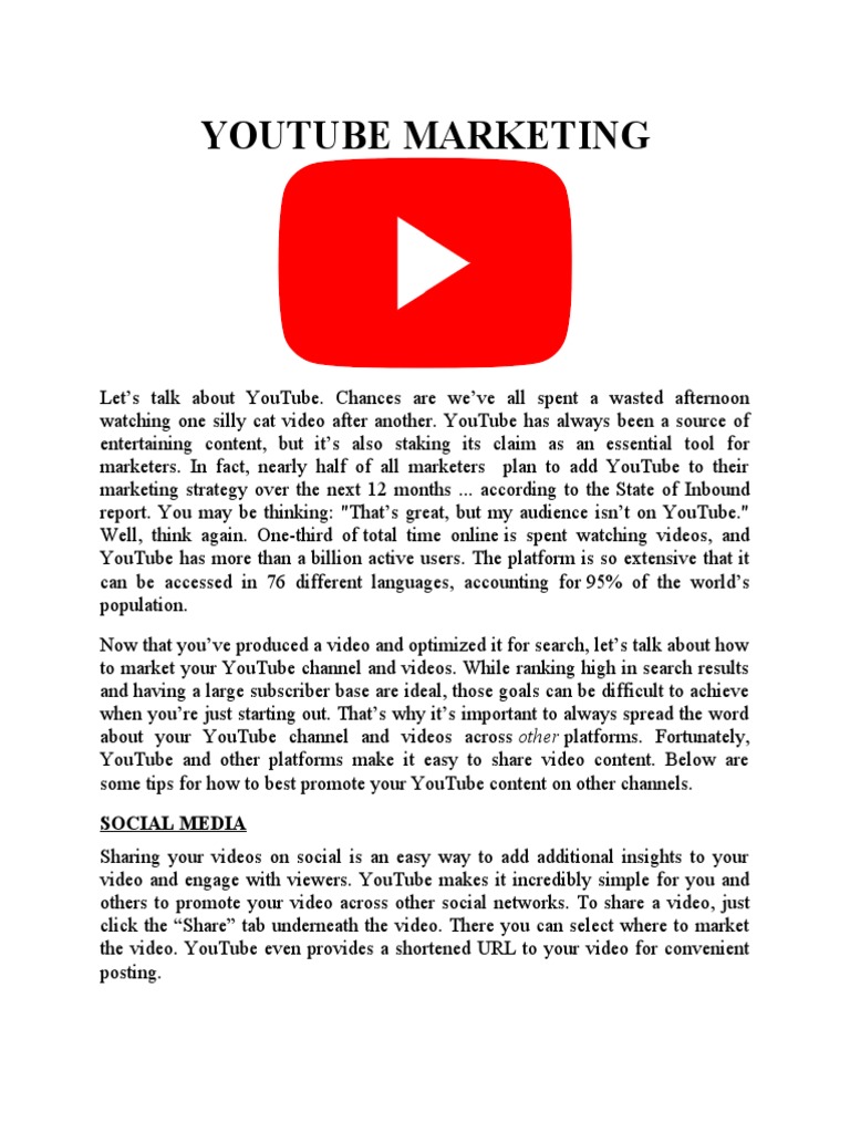 YOUTUBE MARKETING Project | PDF