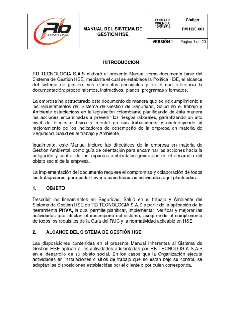 Manual Sistema De Gestion Hse Pdf Pdf